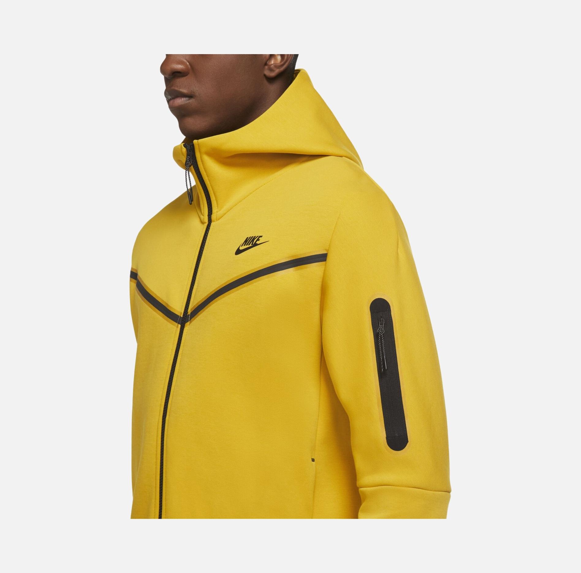 Sarı Nike Sportswear Tech Fleece Full Zip Hoodie Erkek Sweatshirt