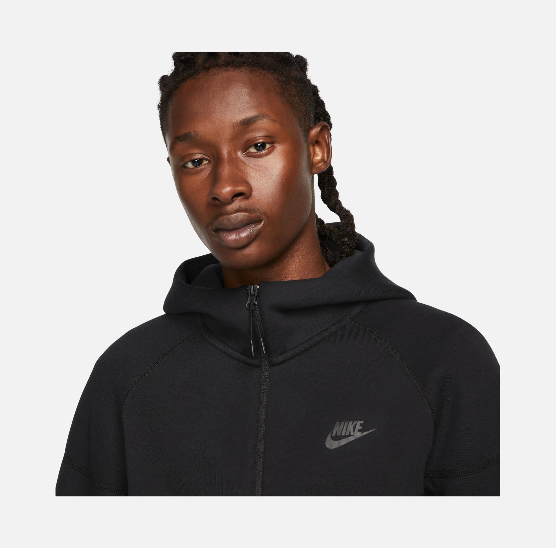 Siyah Nike Sportswear Tech Fleece Windrunner Full Zip Hoodie Erkek